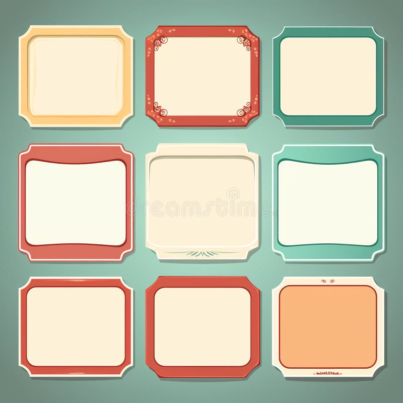 Set of Cartoon Label Illustration. Generative AI Stock Illustration ...