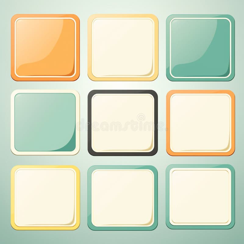 Set of Cartoon Label Illustration. Generative AI Stock Illustration ...