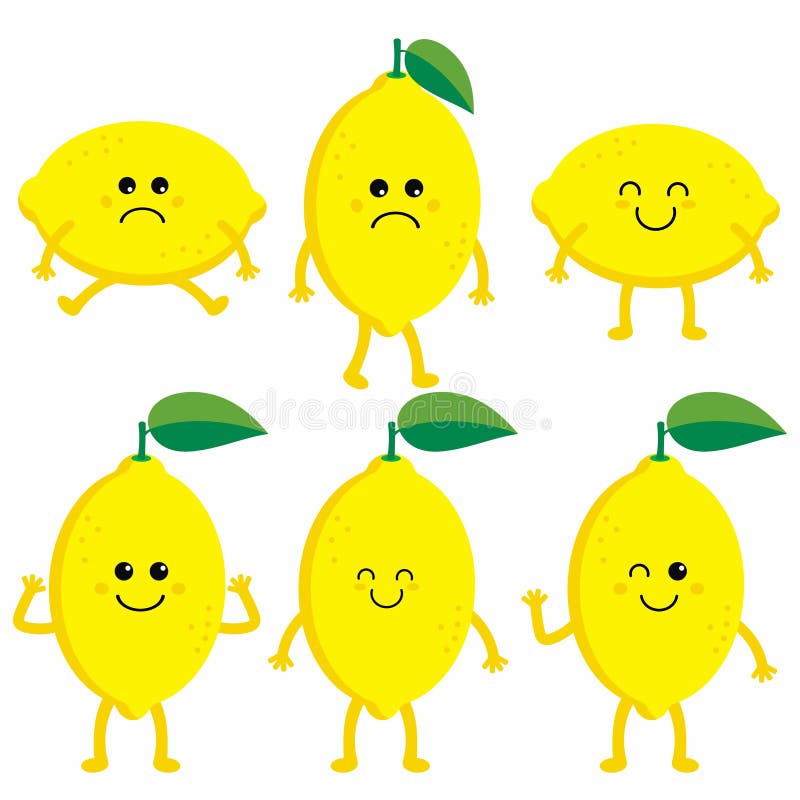 Set cartoon lemons stock vector. Illustration of lemon - 90488056