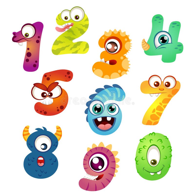 Cute Monster Numbers 6 And 7 For Kids And Children Stock Vector ...