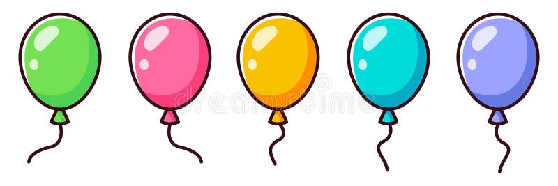 Set of Cartoon Multi-colored Balloons. Stock Vector - Illustration of ...