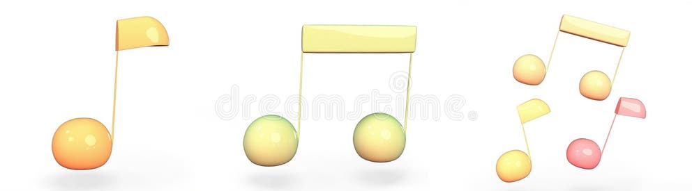 Set of Cartoon Notes on a White Background 3D Rendering Stock ...