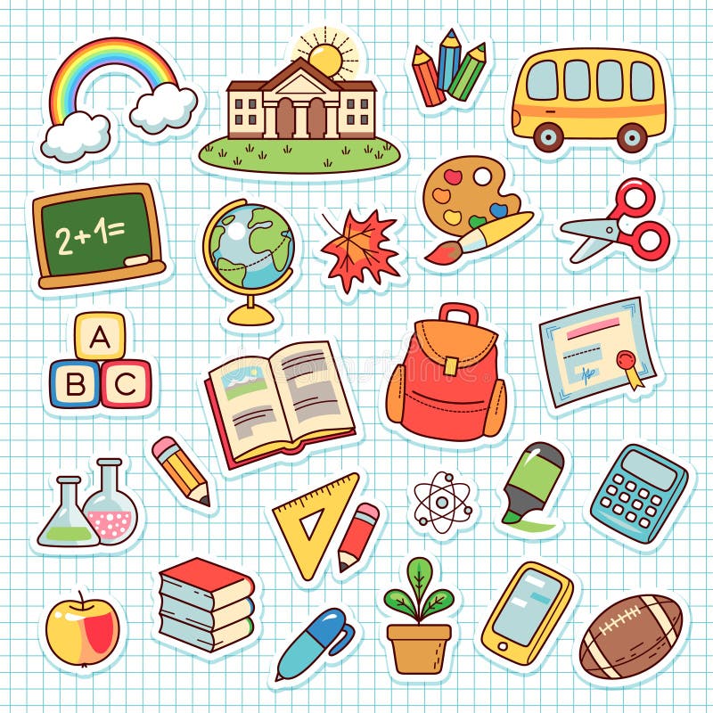 Shool objects set stock vector. Illustration of pencil - 120421884