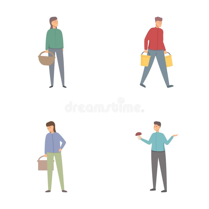 Set of Cartoon People Holding Various Objects Stock Vector ...