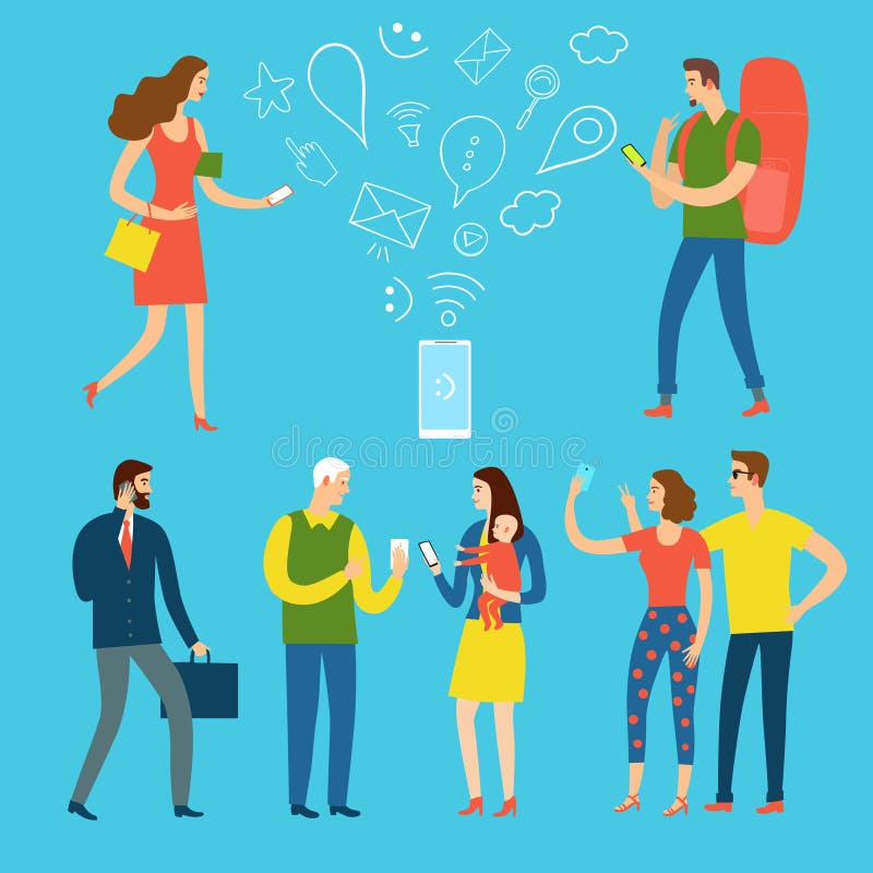People Using Smartphones Set Stock Vector - Illustration of mobile ...