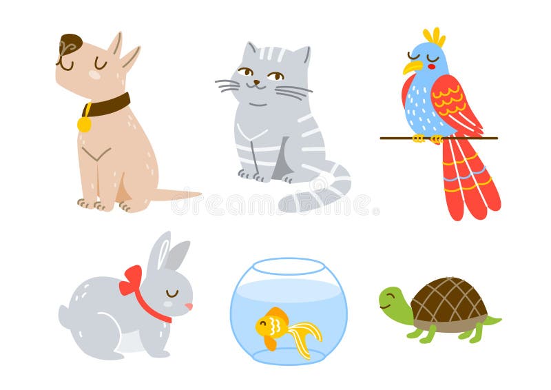 Cartoon pets collection stock vector. Illustration of cute - 9281804