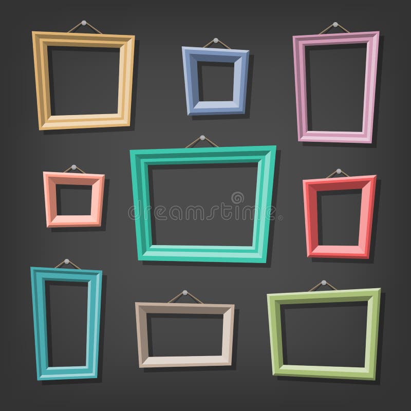 Set of Cartoon Picture Frames Stock Vector - Illustration of flat ...