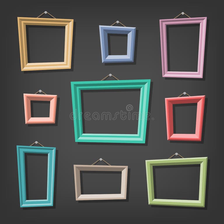 Set of Cartoon Picture Frames Stock Vector - Illustration of flat ...