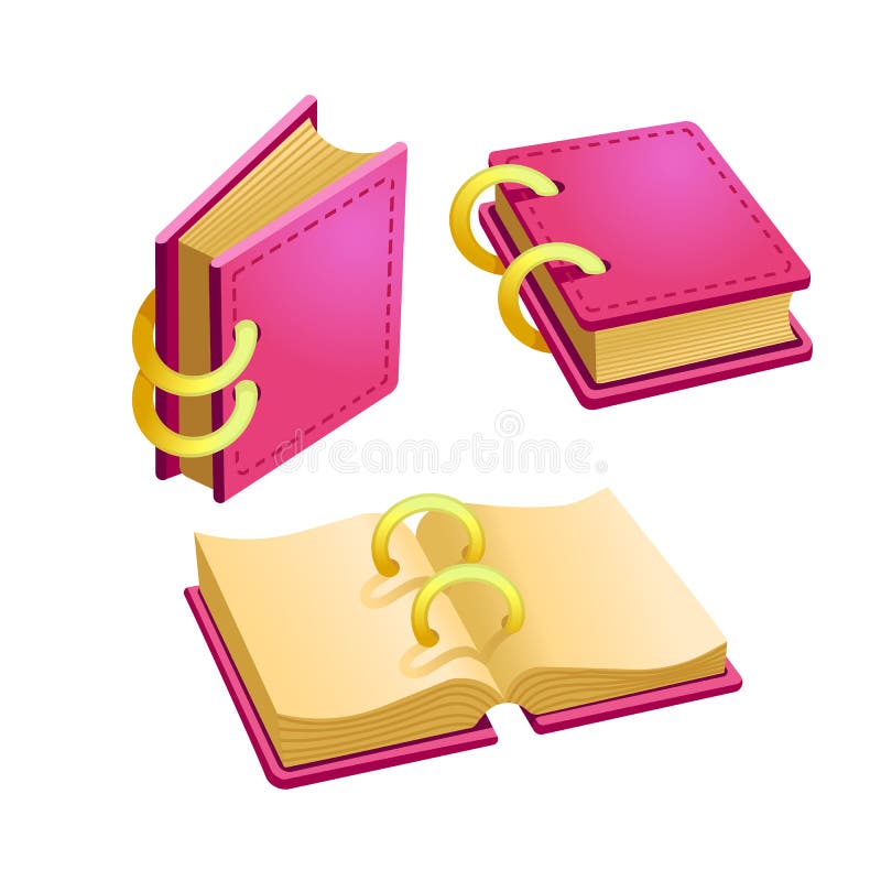 Set of cartoon pink book stock vector. Illustration of foreshortening ...