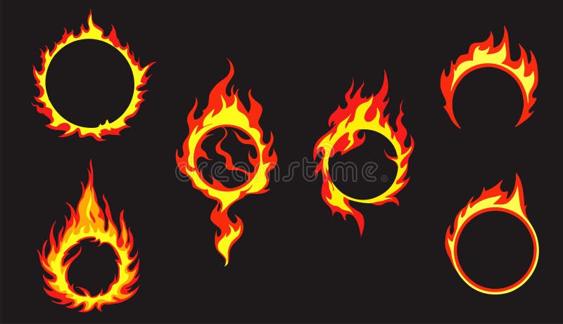 Set Cartoon Rings Fire Flames. Stock Illustration - Illustration of ...