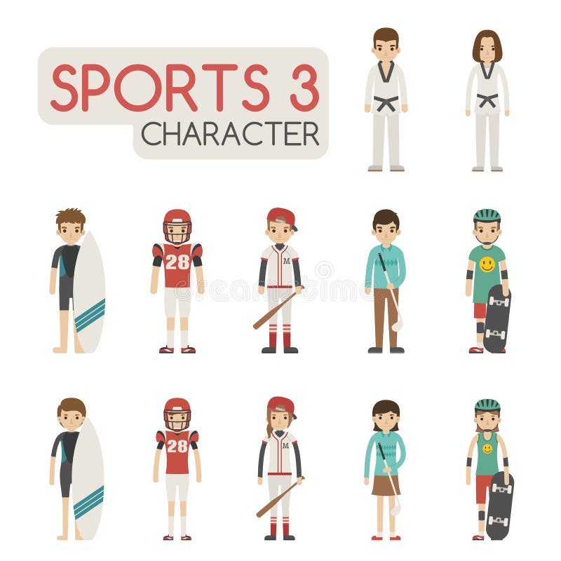 Set of 42 Sport characters stock vector. Illustration of rugby - 45092638