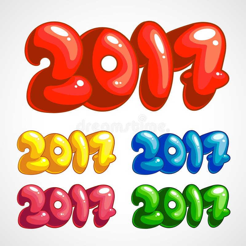 Set of Cartoon Titles in 2017 Stock Vector - Illustration of graphic ...