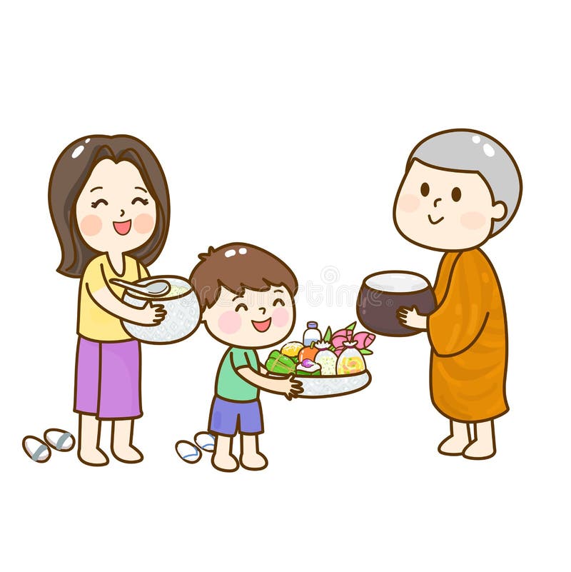 Cartoon Offering To Buddhist Vector Stock Vector - Illustration of cute ...