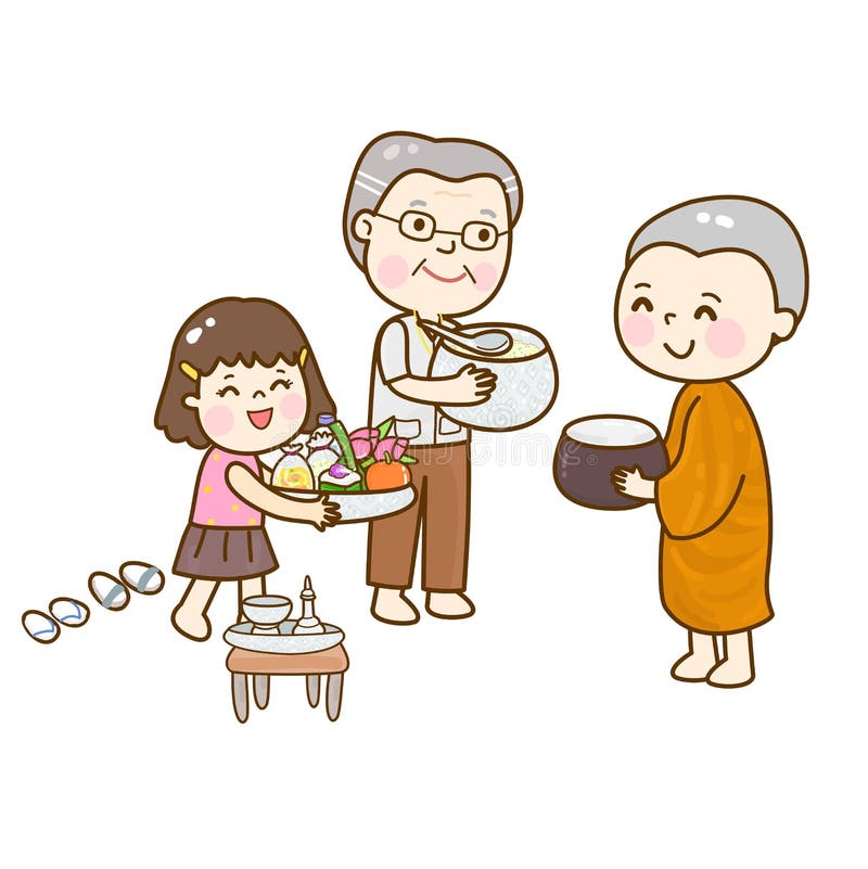 Cartoon Offering To Buddhist Vector Stock Vector - Illustration of ...