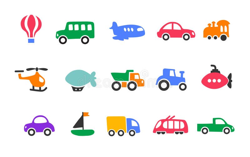 Set of Cartoon Transport. Transportation Theme Stock Vector ...