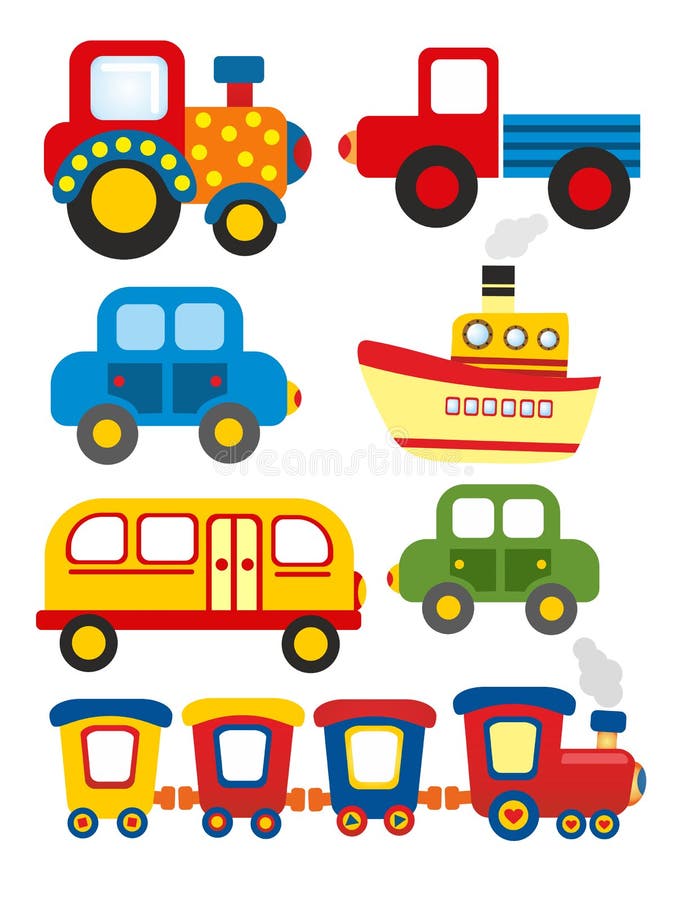 Set of cartoon transport stock illustration. Illustration of carriage ...