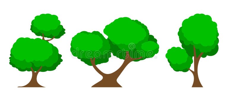 Set of Cartoon Trees Isolated on White Vector Illustration Stock Vector ...