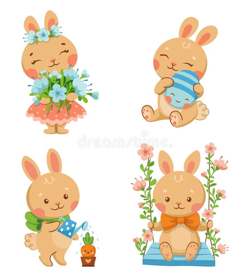 Vector set of rabbits stock vector. Illustration of decoration - 118644363