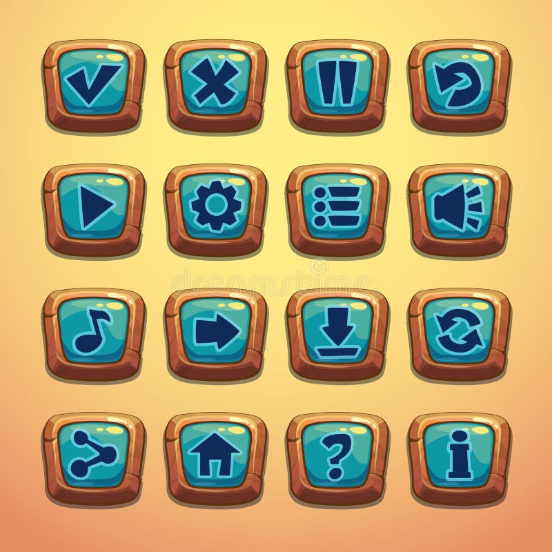Cartoon Wooden Vector Buttons for Game Stock Vector - Illustration of ... Cartoon Wooden Vector Buttons for Game Stock Vector - Illustration of ...