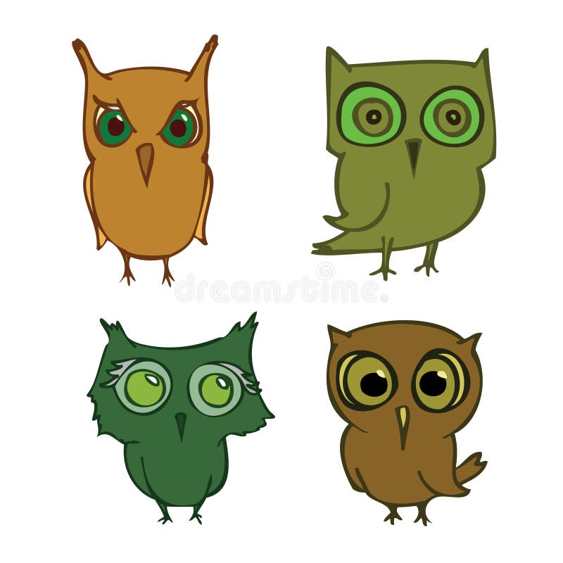 Set of cartoons owls stock vector. Illustration of icon - 28800795
