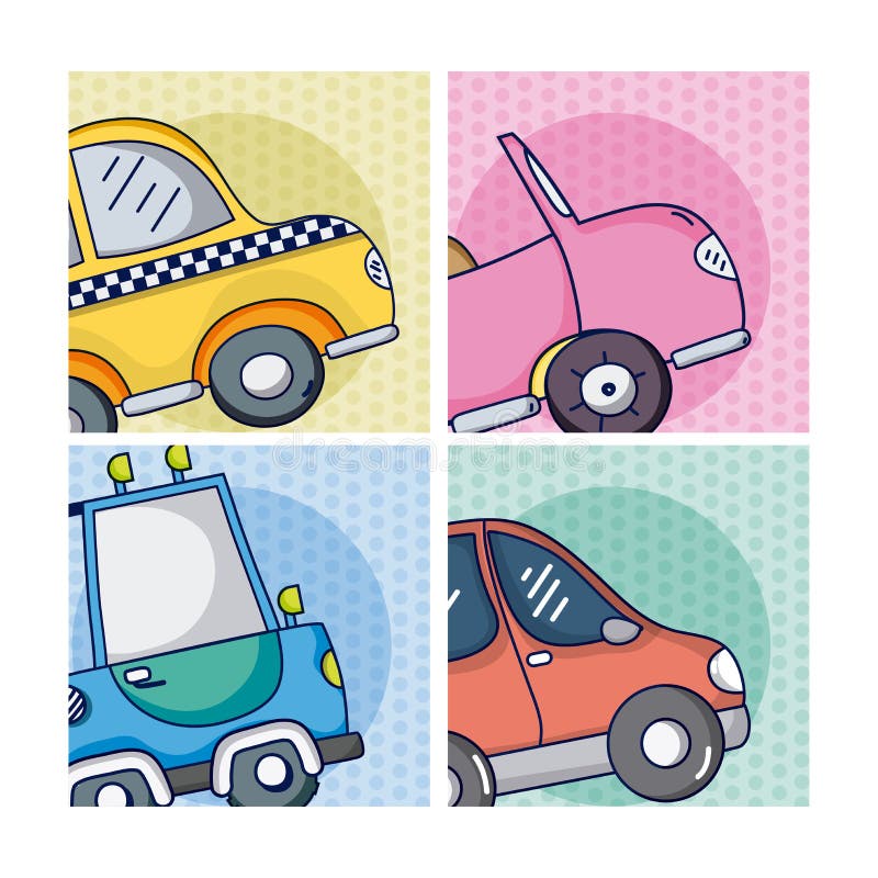 Set of Cartoons Vehicles on Frames Stock Vector - Illustration of ship ...