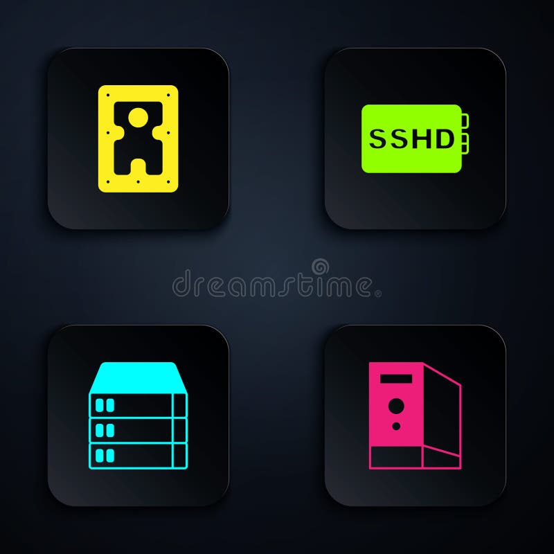 Set Case Of Computer Hard Disk Drive Hdd Server Data Web Hosting