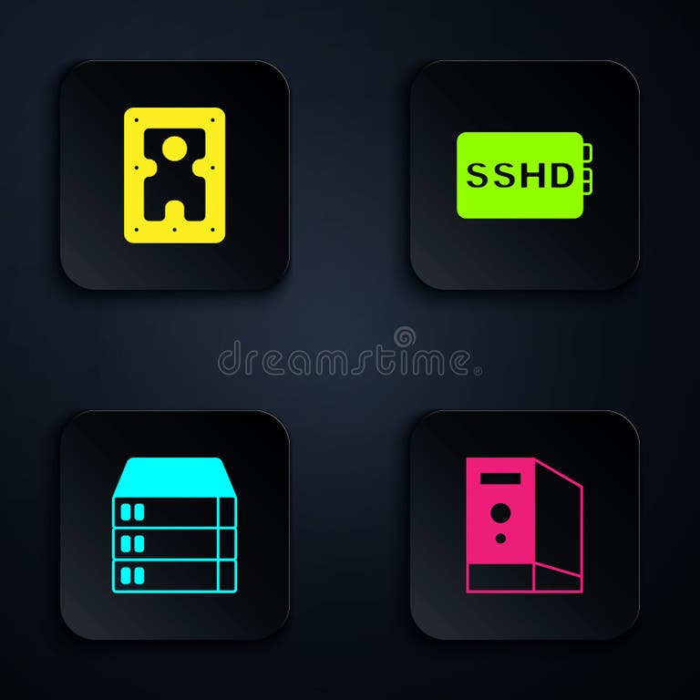 Set Case Of Computer Hard Disk Drive Hdd Server Data Web Hosting