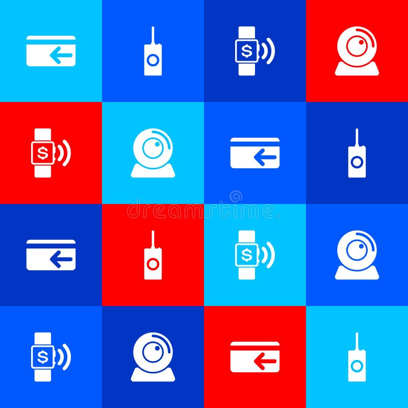 Set Cash Back, Remote Control, Contactless Payment and Web Camera Icon ...