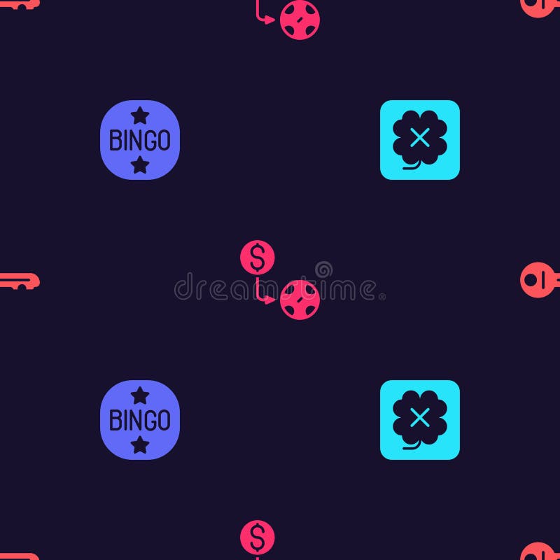 Set Casino Slot Machine, Bingo, Chips Exchange and Old Key on Seamless ...