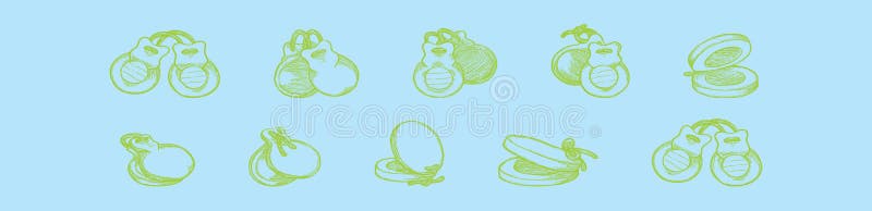 Set of Castanets Cartoon Icon Design Template with Various Models ...