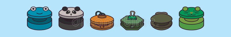 Set of Castanets Cartoon Icon Design Template with Various Models ...