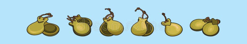 Set of Castanets Cartoon Icon Design Template with Various Models ...