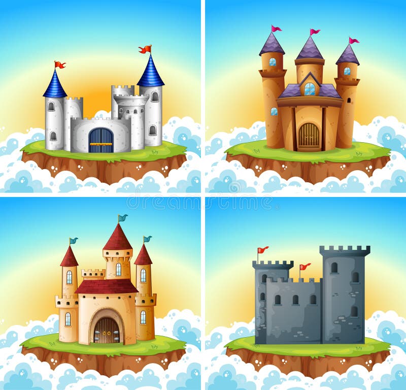 Set of castle background stock vector. Illustration of building - 150859019