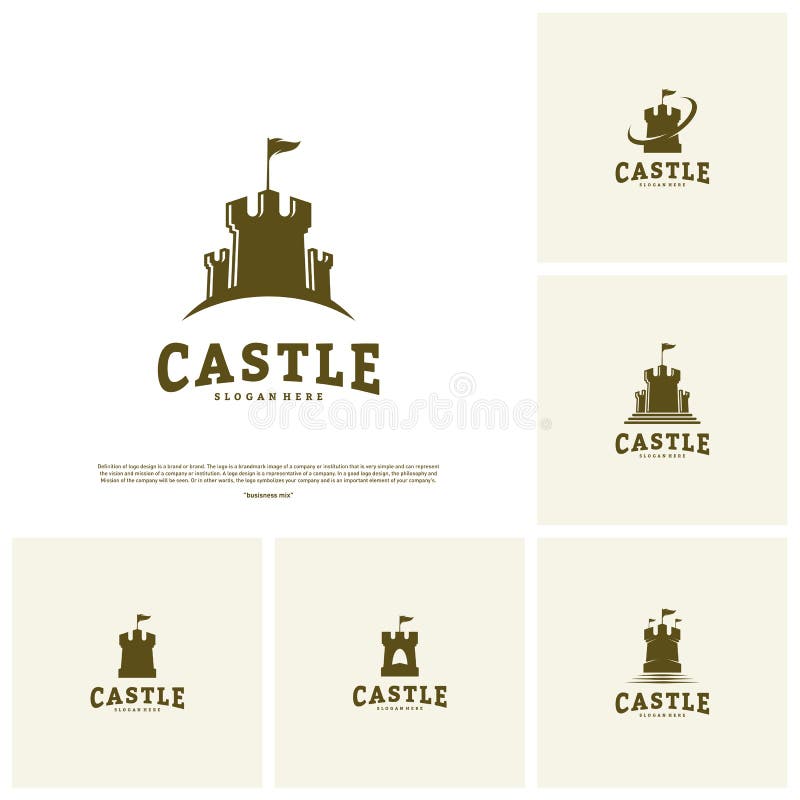 Set of Castle Logo Design Concept Vector. Castle Tower Logo Template ...