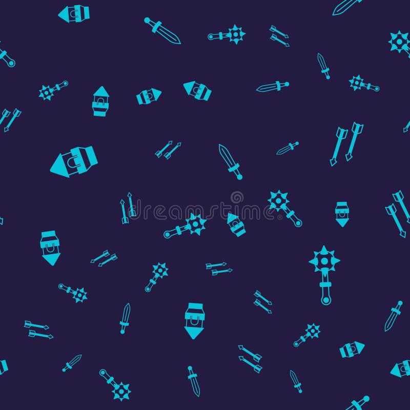 Set Castle Tower, Medieval Arrows, Sword and Mace with Spikes on ...