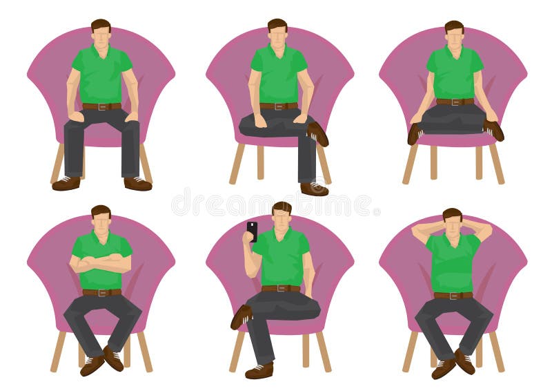 Set of Casual Man in Various Sitting Positions Stock Vector ...