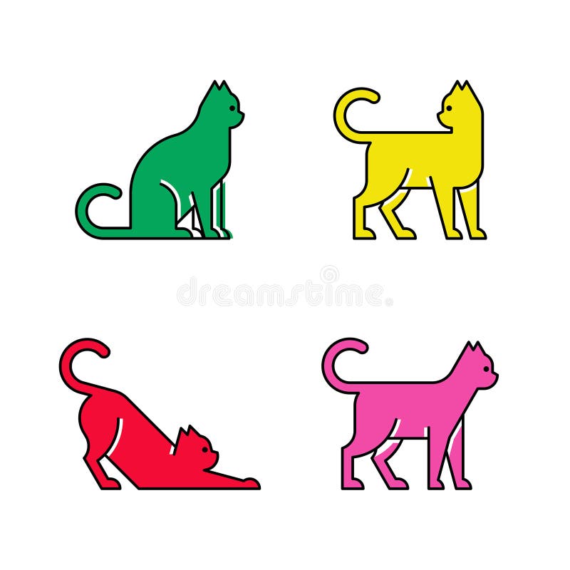Set of Cat stock vector. Illustration of label, kitten - 260058127
