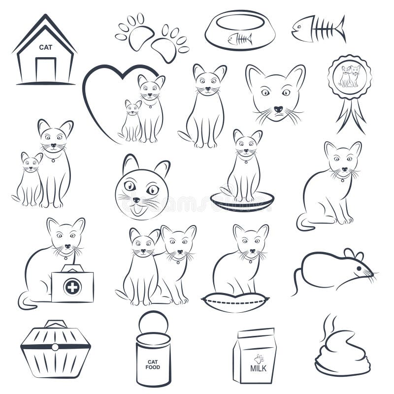 Set of Cat Icons. Vector Illustration Decorative Design Stock Vector ...