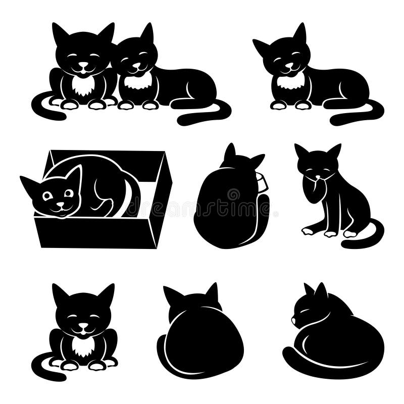 Set of cat icons. stock vector. Illustration of sign - 71904436