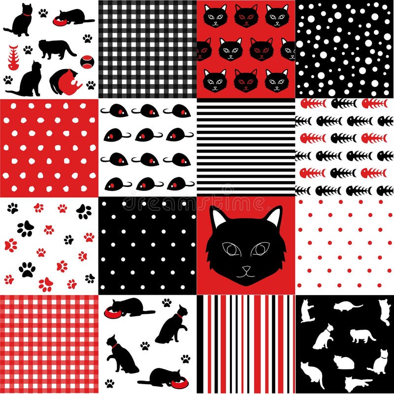 Set of cat pattern stock vector. Illustration of pattern - 51040200