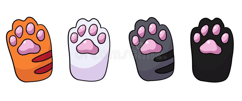 Set of Cat Paws.Four Colours Stock Illustration - Illustration of foot ...