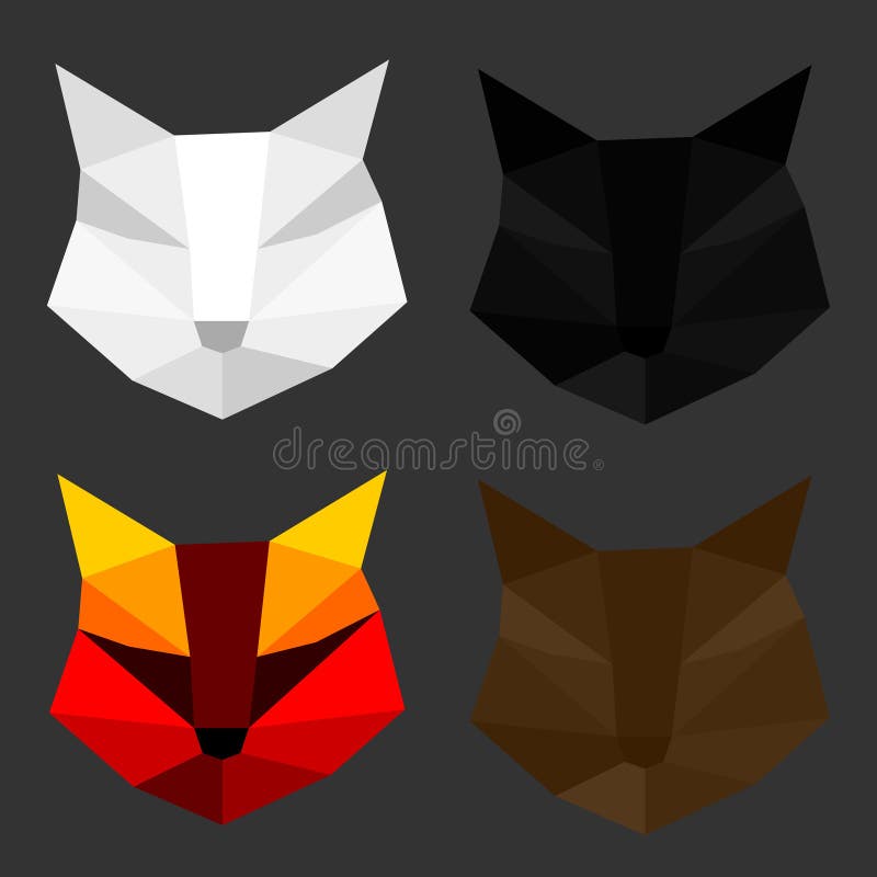 Set of Cat Polygon Geometric. Stock Vector - Illustration of vector ...