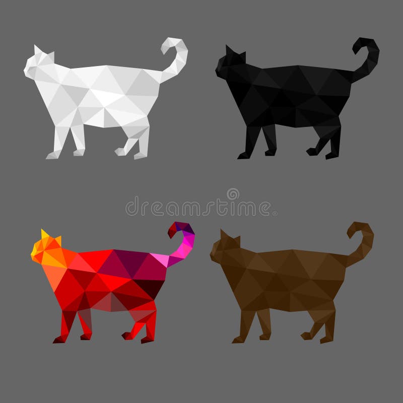 Set of Cat Polygon Geometric. Stock Vector - Illustration of cartoon ...