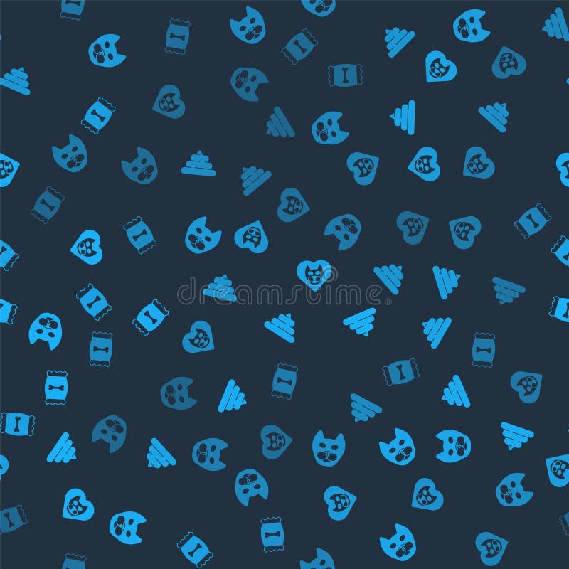 Set Cat, Shit, Heart with Cat and Bag of Food for Pet on Seamless ...