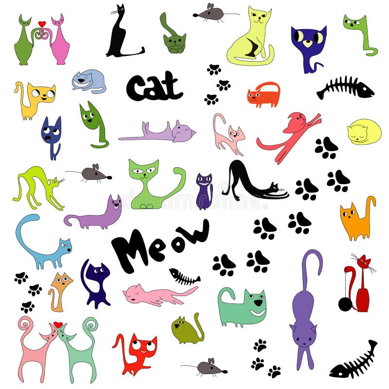 Set of cats stock vector. Illustration of collection - 77311568
