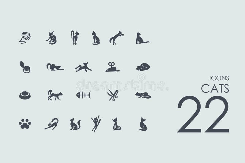 Set of cats icons stock vector. Illustration of domestic - 68683439