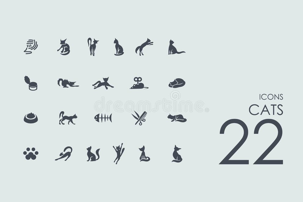 Set of cats icons stock vector. Illustration of domestic - 68683439