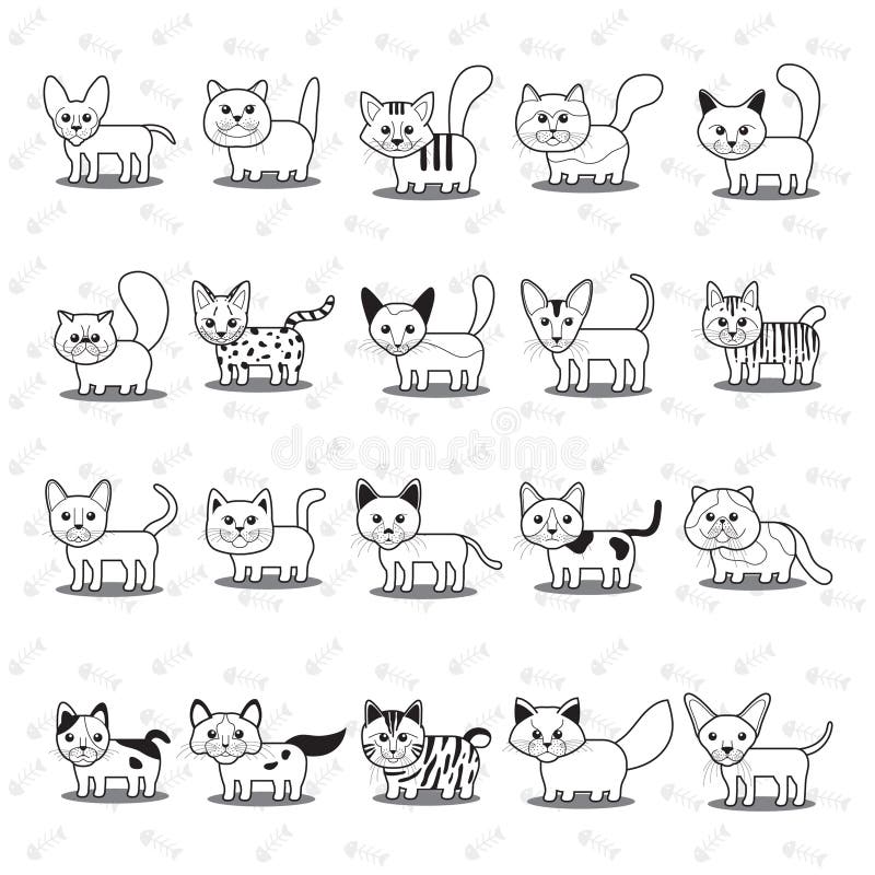 Set of Cats. Vector Illustration Decorative Design Stock Vector ...