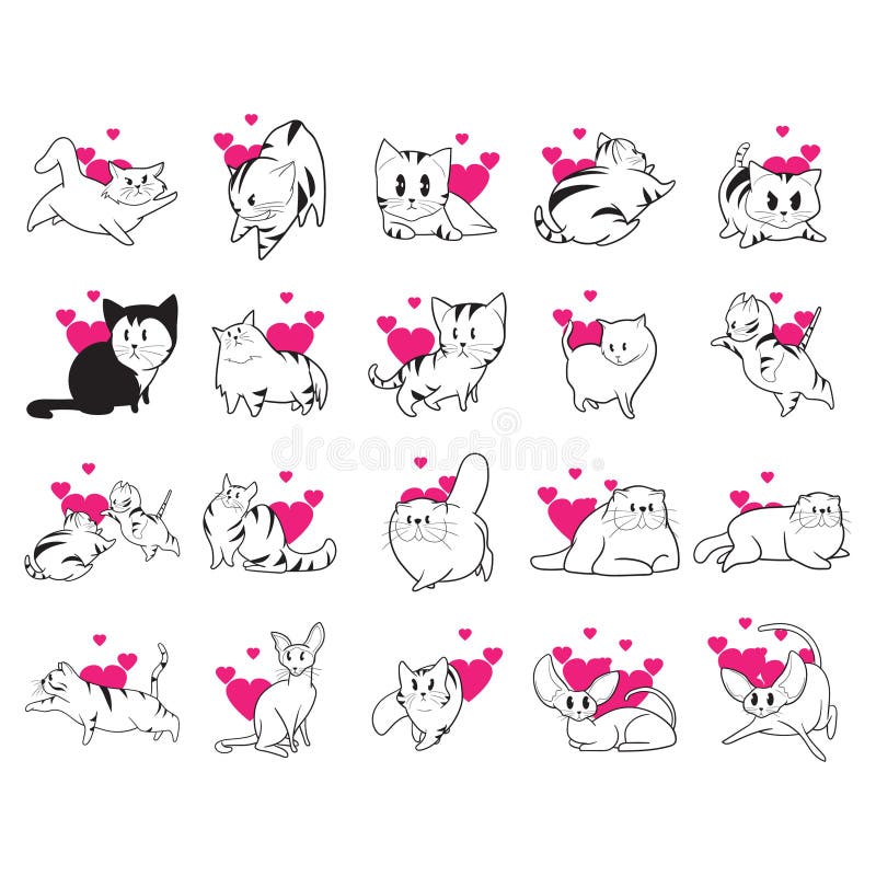 Set of Cats. Vector Illustration Decorative Design Stock Vector ...