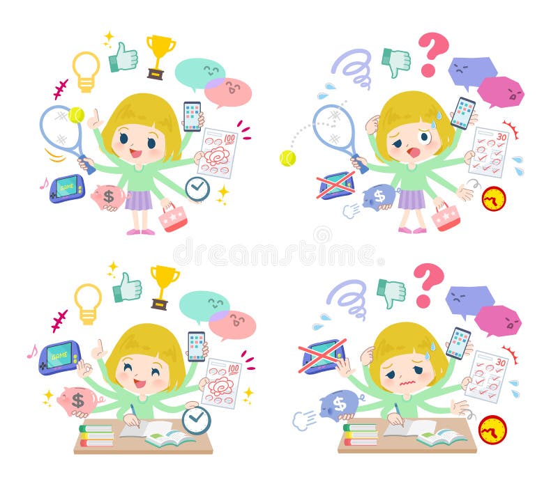 Kids Multitasking Stock Illustrations – 168 Kids Multitasking Stock ...